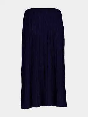 Zimmermann Pleated Lurex Ribbed Midi Skirt - Blue
