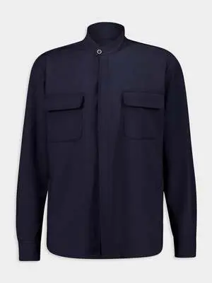 Boglioli Navy Wool Blend Overshirt