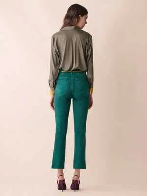 PAULA Flared Suede Trousers - Blue