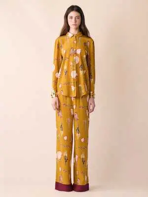 PAULA Taurus Printed Silk Crepe Pajama Pants