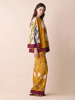 PAULA Taurus Printed Silk Crepe Pajama Pants