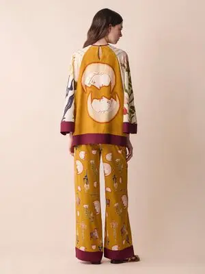 PAULA Taurus Printed Silk Crepe Pajama Pants