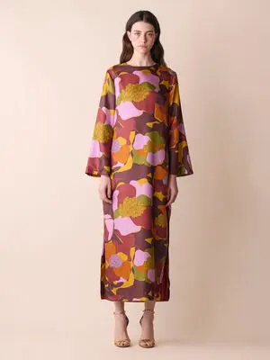 PAULA Shirley Printed Silk Twill A-line Dress - Multicolour