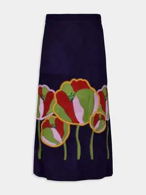 PAULA Corvus Embroidered Suede Skirt