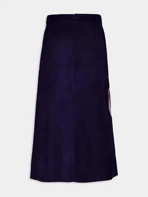 PAULA Corvus Embroidered Suede Skirt