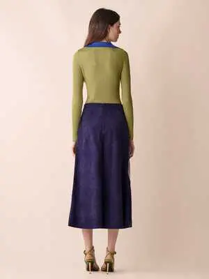 PAULA Corvus Embroidered Suede Skirt