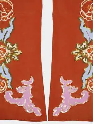 PAULA Capella Embroidered Suede Pants - Orange