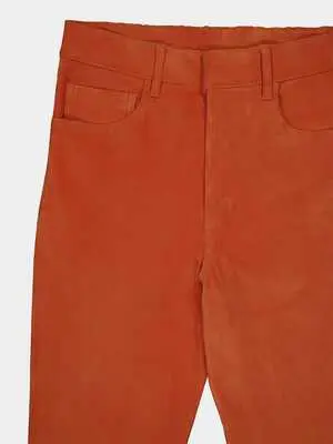 PAULA Capella Embroidered Suede Pants - Orange