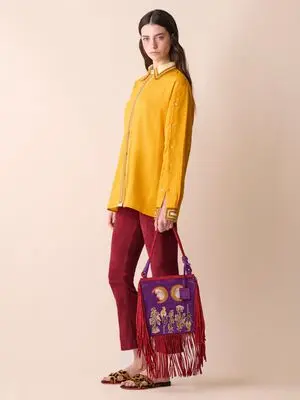 PAULA Andromeda English Embroidered Linen Shirt - Yellow