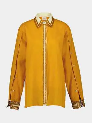PAULA Andromeda English Embroidered Linen Shirt - Yellow