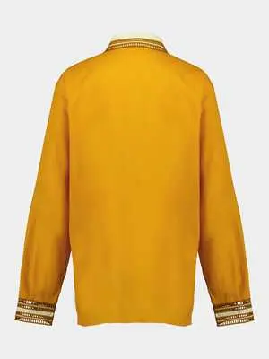 PAULA Andromeda English Embroidered Linen Shirt - Yellow