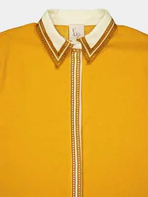 PAULA Andromeda English Embroidered Linen Shirt - Yellow