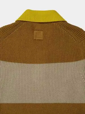 Fendi Yellow And Beige Striped Cotton Knit Polo Shirt - Multicolour