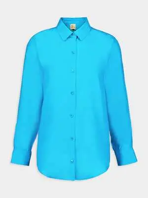 PAULA Ametista Silk Satin Matte Shirt - Blue