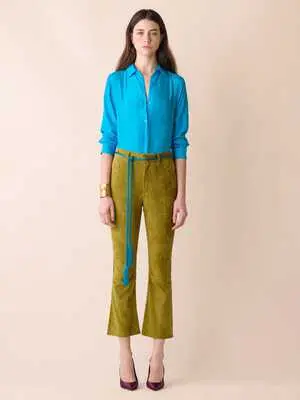 PAULA Ametista Silk Satin Matte Shirt - Blue