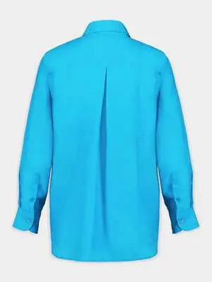 PAULA Ametista Silk Satin Matte Shirt - Blue