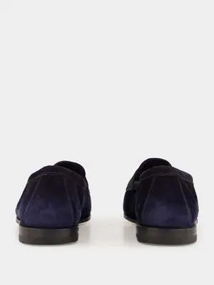 Santoni Suede Penny Loafers - Blue