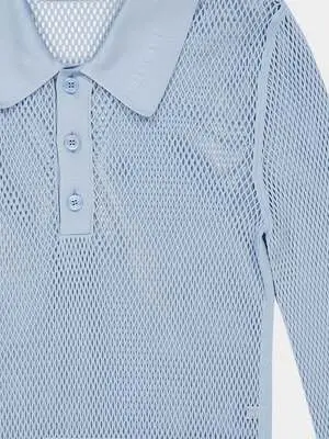 Gucci Light Embossed Technical Mesh Polo - Blue