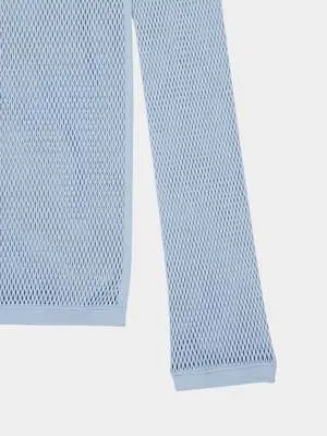 Gucci Light Embossed Technical Mesh Polo - Blue