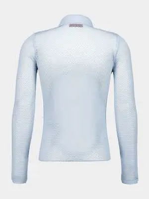 Gucci Light Embossed Technical Mesh Polo - Blue
