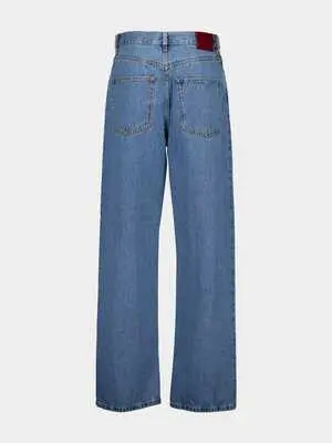 Gucci Baggy Fit Bleach Denim Jeans - Blue
