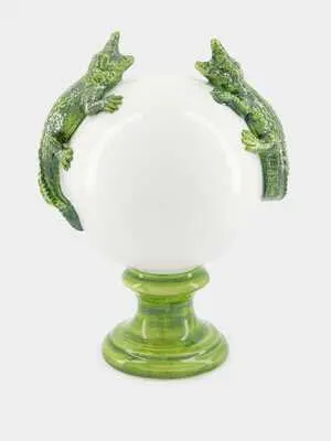 LES-OTTOMANS Crocodile Globe Decor - Green