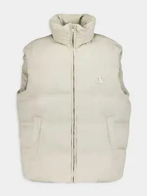 Valentino Garavani Vlogo Nylon Hooded Waistcoat - Cream