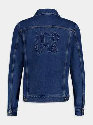 Palm Angels Embossed Monogram Denim Jacket - Blue