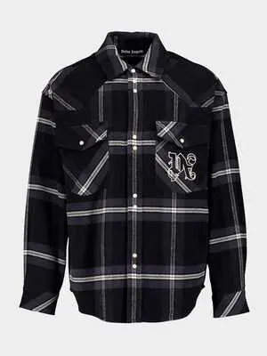 Palm Angels Monogram Check Overshirt - Black