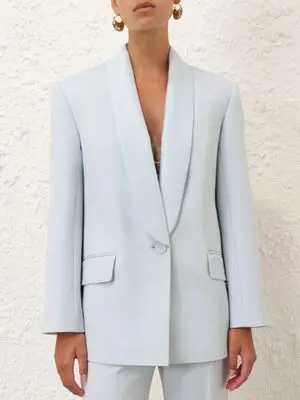 Zimmermann Sea Foam Shawl Collar Tuxedo Jacket - Blue