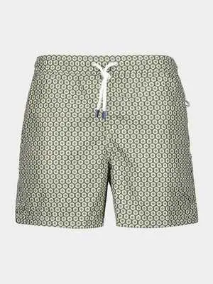 Fedeli Printed Madeira Swim Shorts - Green