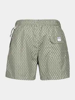 Fedeli Olive Printed Swim Shorts Madeira - Green