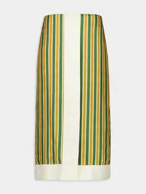PAULA Printed Silk Twill Striped Skirt - Multicolour