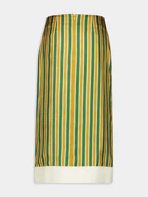 PAULA Printed Silk Twill Striped Skirt - Multicolour