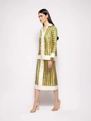 PAULA Salvia Printed Silk Twill Shirt