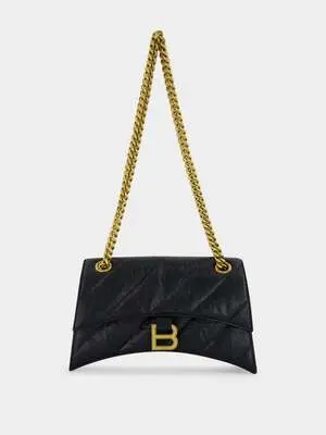 Balenciaga Crush Quilted Small Shoulder Bag - Black