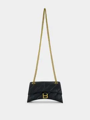 Balenciaga Crush Quilted Small Shoulder Bag - Black
