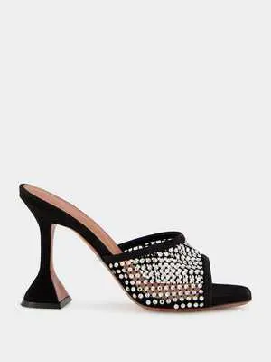 Amina Muaddi Lupita Crystal 95 Mules - Black