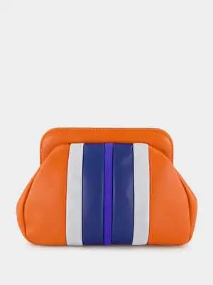 PAULA Medine Leather And Suede Clutch - Orange