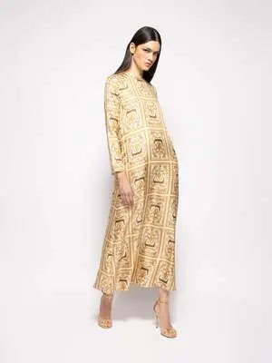 PAULA Printed Silk Twill A-line Dress - Multicolour