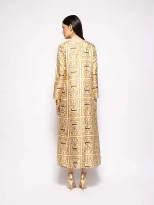 PAULA Printed Silk Twill A-line Dress - Multicolour