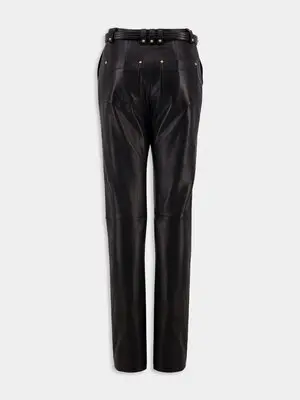Balmain Belted Leather Trousers