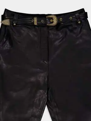 Balmain Belted Leather Trousers