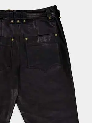 Balmain Belted Leather Trousers