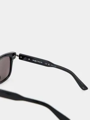 Alexander McQueen City T-bar Rectangular Sunglasses - Black