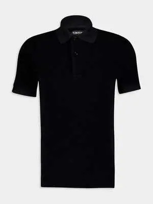 TOM FORD Towelling Polo Shirt - Black