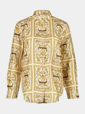 PAULA Ametista Crocoprint Printed Silk Twill Shirt - Multicolour