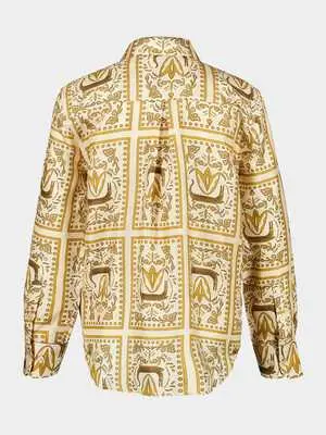 PAULA Ametista Crocoprint Printed Silk Twill Shirt - Multicolour