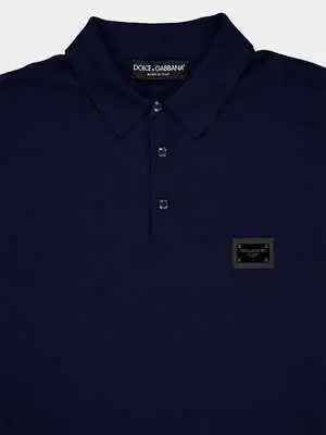 Dolce & Gabbana Branded Tag Wool Polo-shirt - Blue