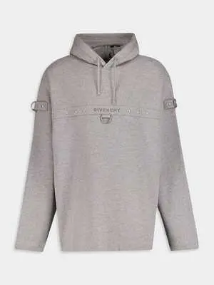 Givenchy Hooded Sweatshirt With Hardware Detailing - Grey
